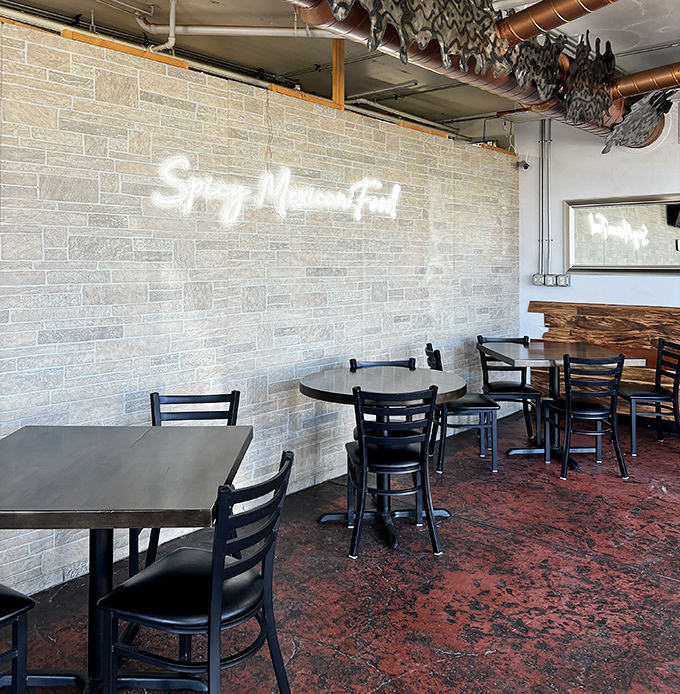 That neon "Spicy Mexican Food" sign isn't just decoration&mdash;it's a beacon of hope for anyone craving real-deal Mexican cuisine in the northern plains.