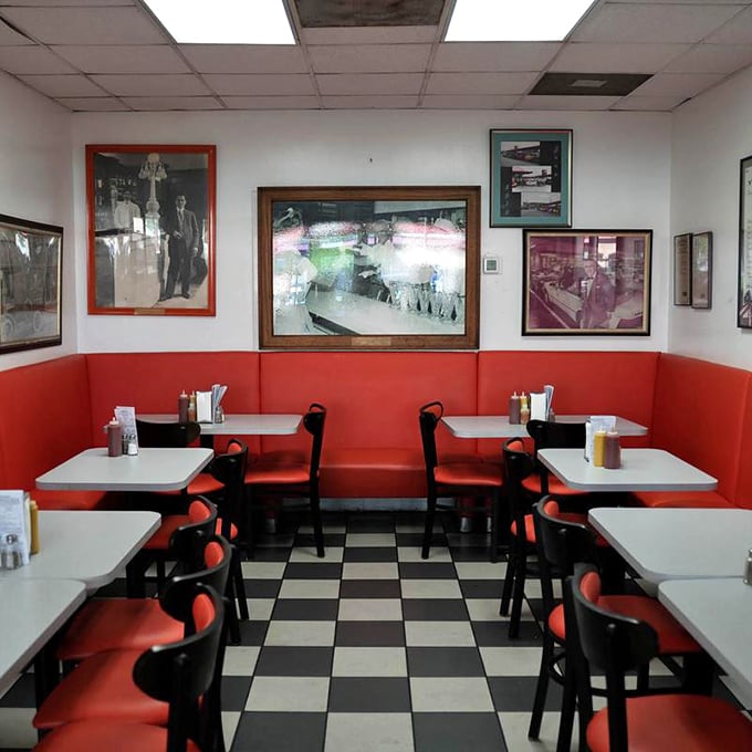 Red vinyl booths and checkerboard floors transport diners to simpler times, when conversations happened without smartphone interruptions.