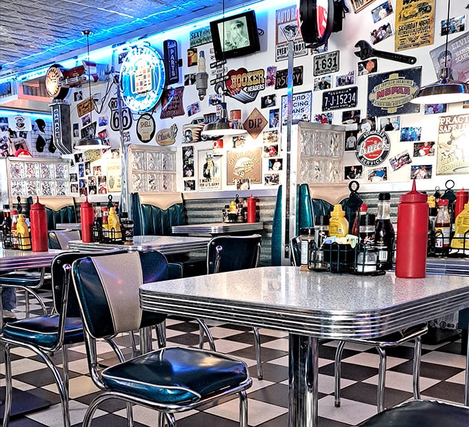 Wall-to-wall memories and memorabilia create the perfect backdrop for your culinary nostalgia trip. Even the air feels like it's been marinated in 1955.