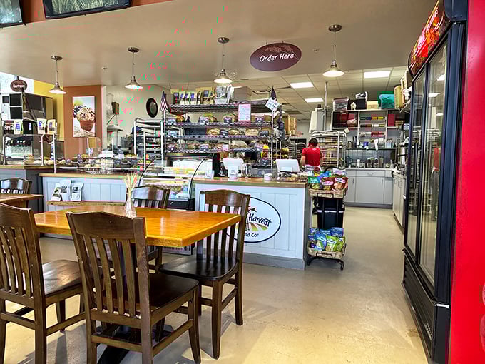 Where bread dreams come true. The open kitchen layout lets you witness the magic happening—like a Broadway show where the stars are made of flour.