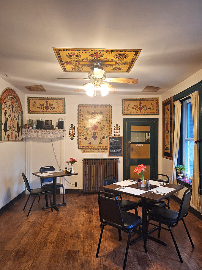 Folk art heaven meets comfort food paradise. The walls tell stories of Pennsylvania Dutch heritage while your stomach eagerly anticipates what's coming from the kitchen.