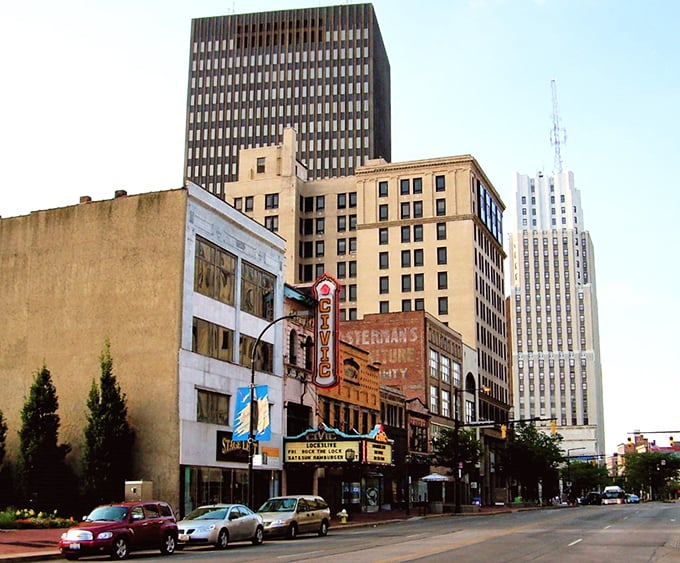 Historic theaters and storefronts line Main Street, where your entertainment budget buys actual entertainment instead of just parking.