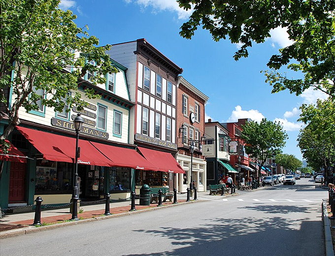 Main Street's historic buildings with their bright awnings invite you to stroll, shop, and inevitably surrender to the siren call of seafood.