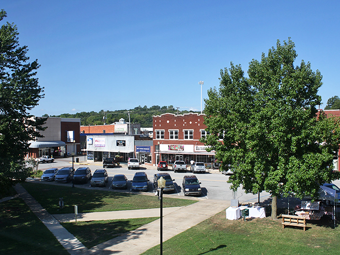 Brick storefronts with colorful awnings create the kind of Main Street where shopkeepers know your name and your favorite brand of coffee.