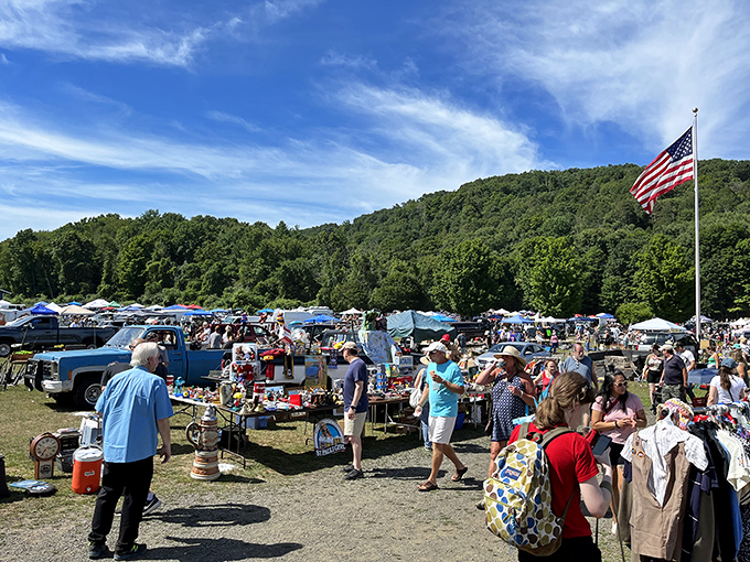 New England's charm on full display&mdash;rolling green hills provide the perfect backdrop for this sprawling marketplace of memories and possibilities.