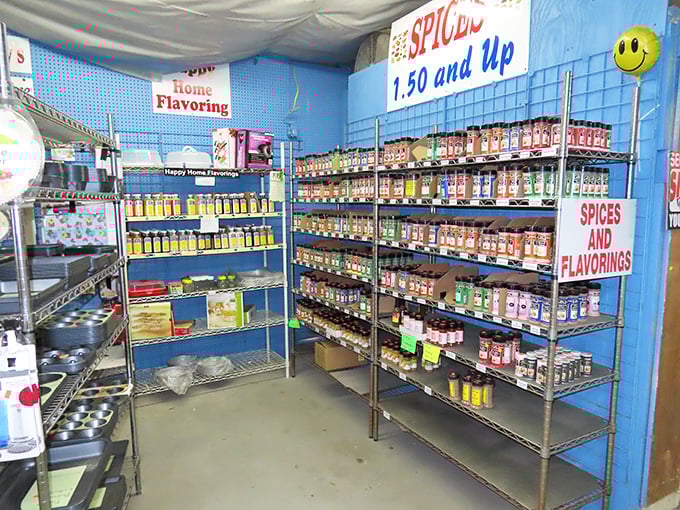 Spice heaven! Rows of affordable seasonings that would make even the most seasoned chef do a double-take on those supermarket prices.