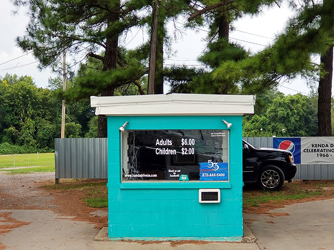This little turquoise ticket booth has welcomed generations of moviegoers, standing as a cheerful sentinel to cinematic adventures in Marshall.