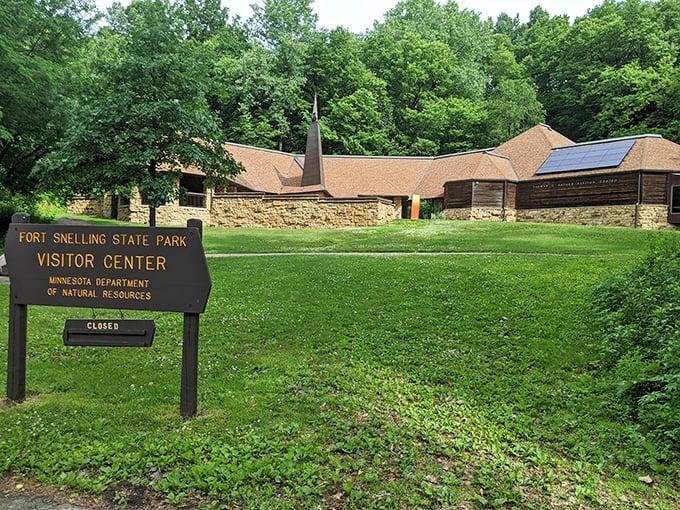 The visitor center blends seamlessly into its surroundings, like nature's version of a well-designed living room where everyone feels instantly at home.