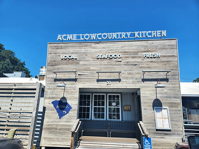 Acme Lowcountry Kitchen announces its mission right on the building: "LOCAL SEAFOOD FRESH" &ndash; three words that sum up everything you need to know.