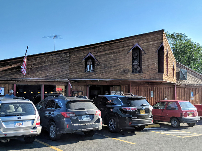 This rustic wooden roadhouse looks like it belongs in a Jack London novel &ndash; with burgers that tell their own epic tales.