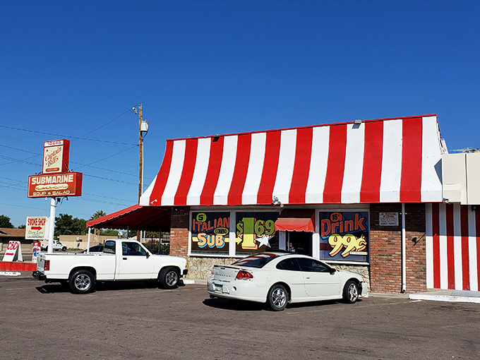 That red and white awning isn't just eye-catching&mdash;it's a beacon for sandwich lovers seeking old-school submarine perfection.