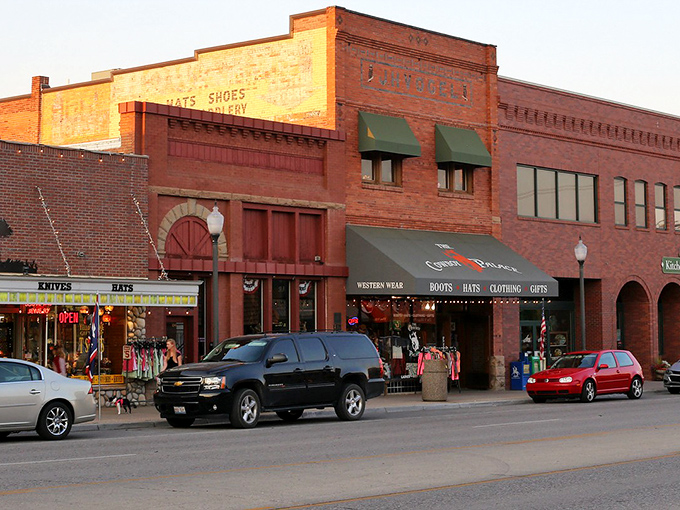 Sunlight bathes Cody's brick facades in golden warmth, creating the perfect backdrop for afternoon strolls and spontaneous conversations with locals.