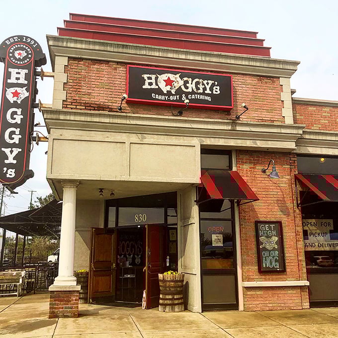 "Get High On Our Hog" isn't just a clever play on words – it's solid life advice when you're this close to barbecue heaven.