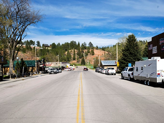 Hulett's sun-drenched main street offers a perfect small-town tableau, where every storefront has a story waiting to be discovered.