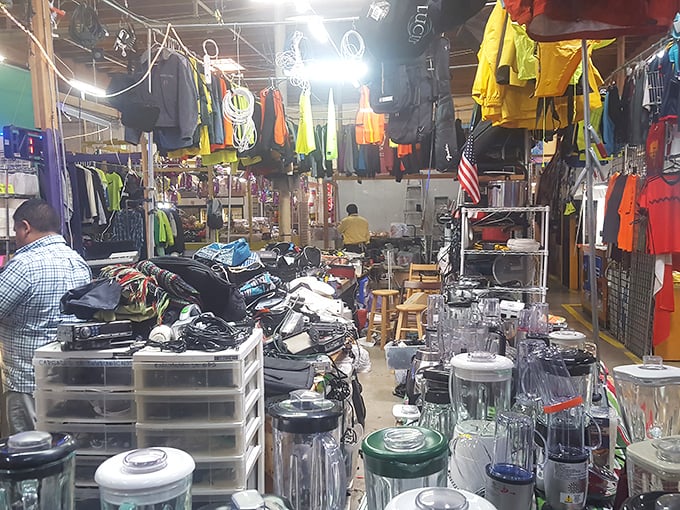 Organized chaos at its finest! Every shelf and rack holds potential treasures waiting for the right person to discover them.