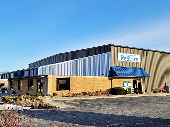 Lafayette's Habitat ReStore stands ready for bargain hunters with its distinctive blue awning. This warehouse of wonders might just hold your next dining room set.