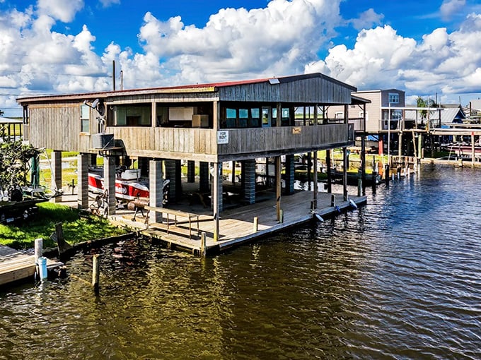 This rustic fishing camp in Port Sulphur isn't just a building—it's a front-row seat to Louisiana's watery wilderness.