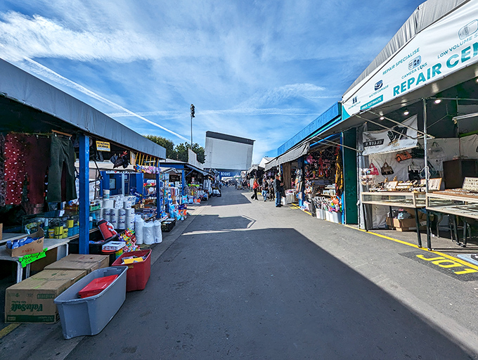 Aisle after aisle of possibility! Santa Fe Springs Swap Meet offers everything from household essentials to unexpected treasures.