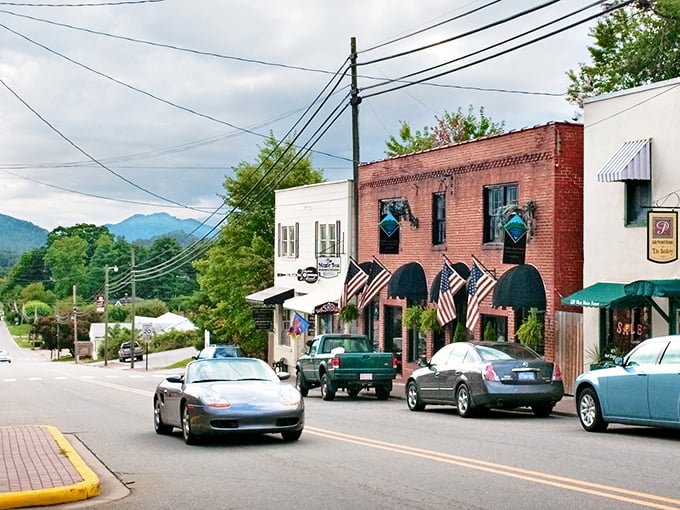 The mountains provide a perfect backdrop to Burnsville's brick buildings. It's like Mother Nature designed her own movie set!