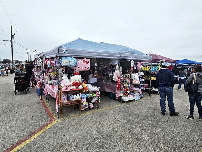 Plush toys and Hello Kitty dreams! This colorful vendor booth at Bussey's is a nostalgic wonderland for kids and the young at heart.