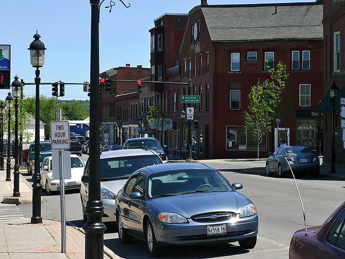 Vintage lampposts and red brick storefronts give Calais that quintessential Maine border town feel without the coastal price tag.