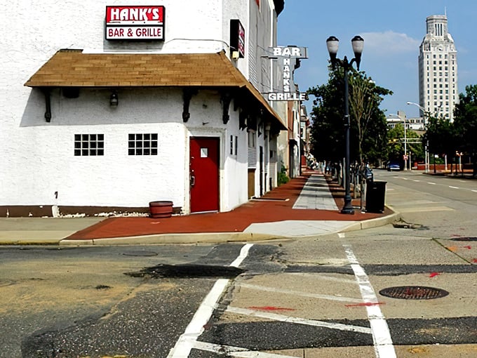 Local establishments like Hank's Bar & Grille represent Camden's unpretentious charm and neighborhood gathering spots.