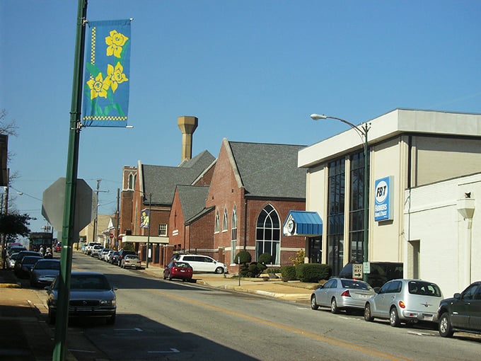 The welcoming arch over Camden's downtown invites you into a world where rent prices are low and community spirit is high.
