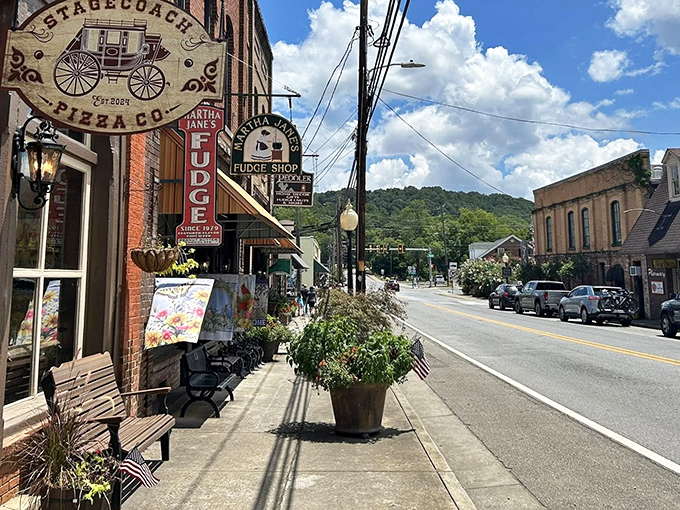 Brick buildings with stories to tell line Cave Spring's charming downtown, where fudge shops and friendly faces await around every corner.