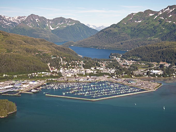 Cordova's harbor at during the day &ndash; where fishing boats return home and stories of the day's catch begin.