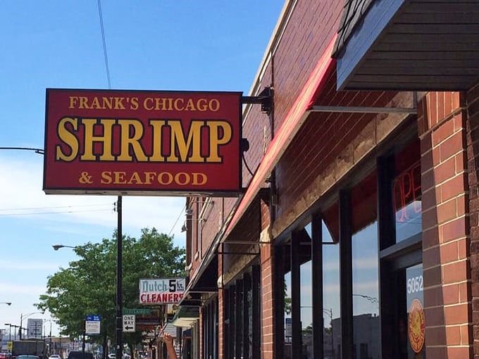 The kind of no-nonsense seafood joint where the focus is on the food, not the frills. That sign promises—and delivers—seafood satisfaction.