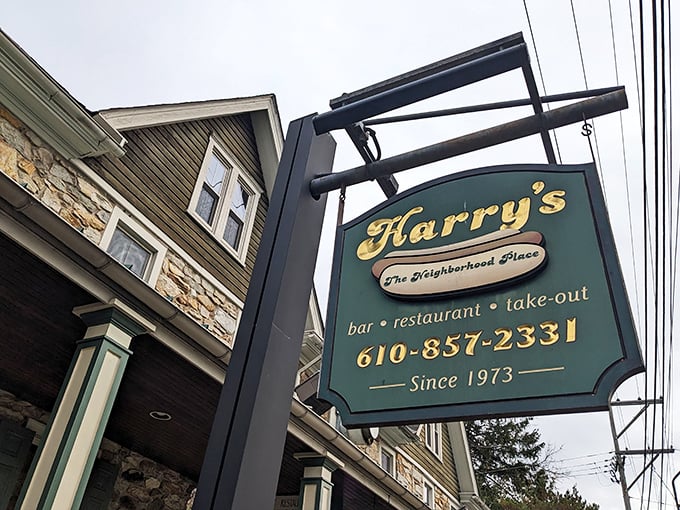 "The Neighborhood Place" indeed &ndash; Harry's charming exterior hints at the warm welcome and perfect dogs waiting inside.