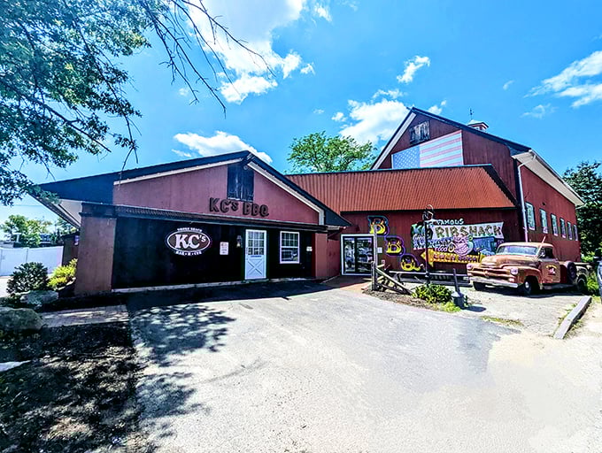 Summer at KC's means sunshine, smoky aromas, and that classic red BBQ joint vibe. Just add hungry friends and napkins&mdash;lots of napkins.