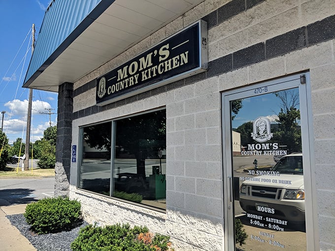 The unassuming entrance to Mom's Country Kitchen hides culinary treasures. Where biscuits and gravy are practically their own food group.