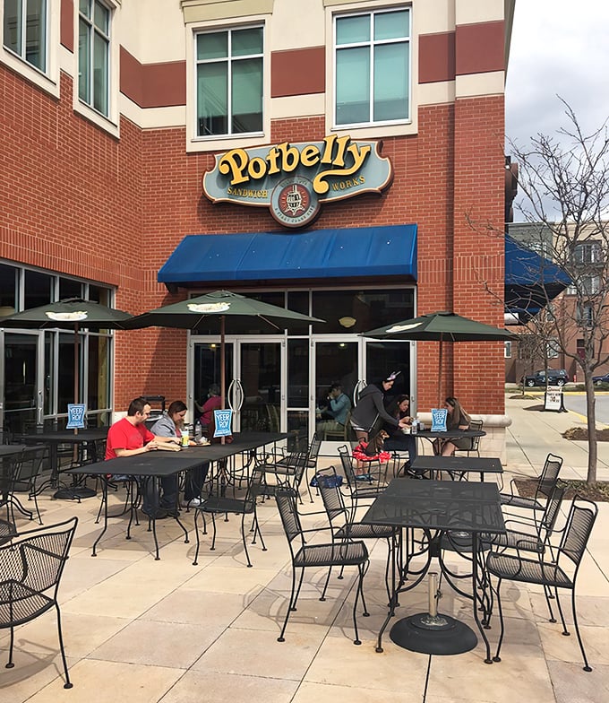 Even on cloudy days, Potbelly's inviting storefront promises toasty sandwiches that'll warm you from the inside out.