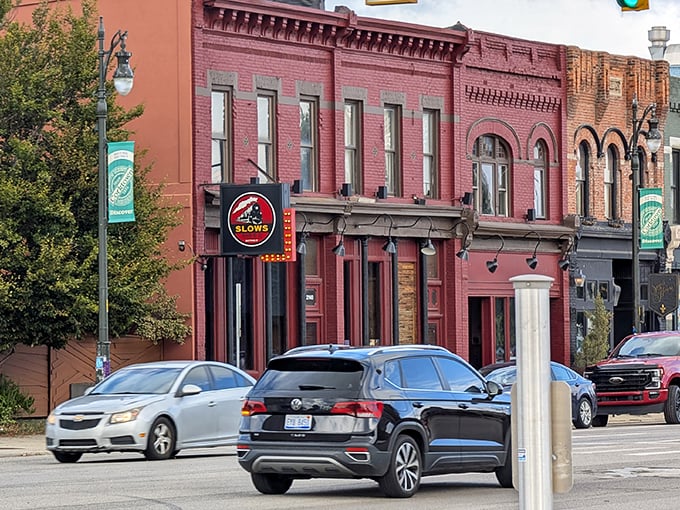 Historic charm meets modern barbecue magic. Slows' colorful storefront promises a flavor explosion that Detroit has embraced with open arms.