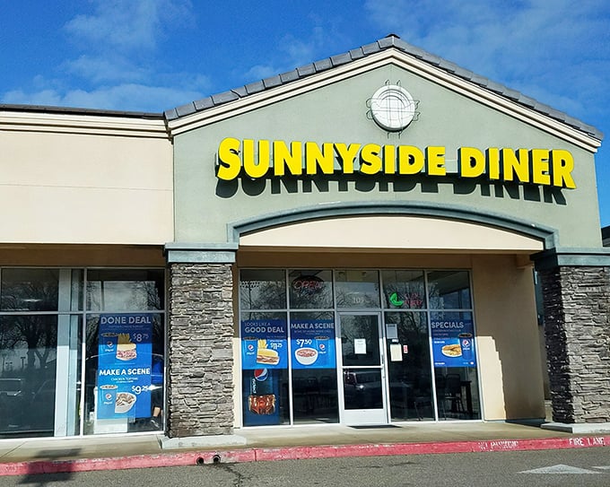 Those stone pillars might say "modern," but inside awaits all the retro diner charm your heart desires.