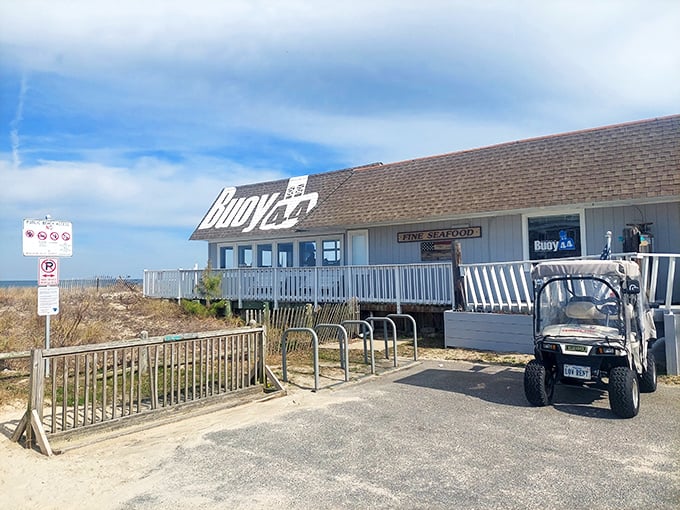 Buoy 44 Seafood Grill sits perfectly on the beach, offering fresh catches with stunning waterfront views.