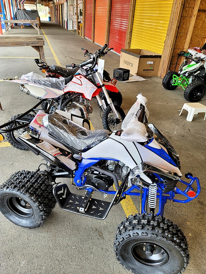 Motorhead heaven! These shiny mini ATVs aren't just transportation&mdash;they're childhood dreams waiting to be fulfilled by kids or the eternally young at heart.