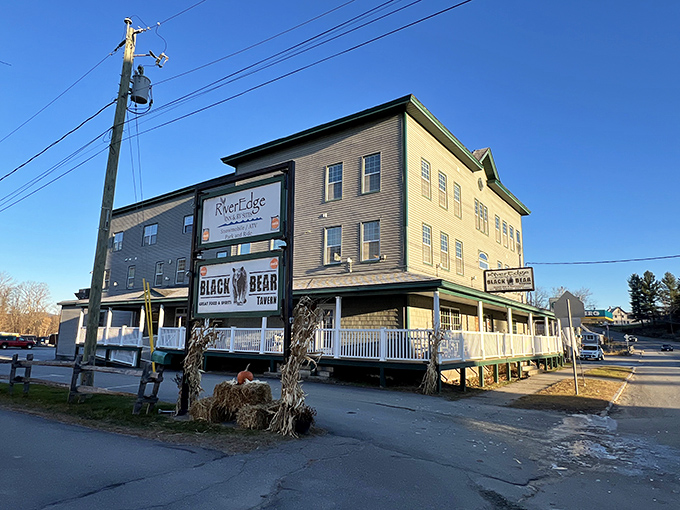 The Riverledge building houses the Black Bear Tavern, where locals gather for hearty meals and conversations that meander like the nearby Connecticut River.