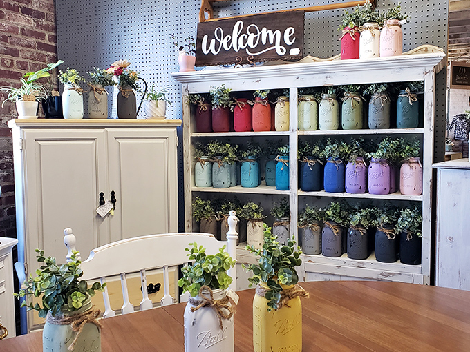 Rainbow-ordered mason jars create an instant color therapy session. Martha Stewart would approve, but your wallet will thank you even more.