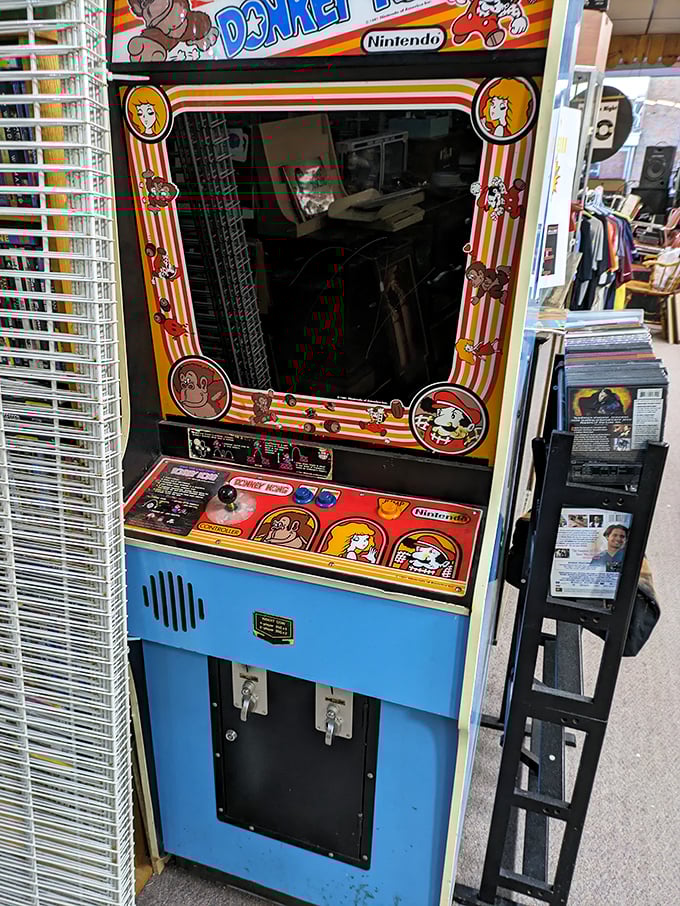 Remember when video games required quarters instead of credit cards? This vintage Donkey Kong arcade cabinet transports players back to the golden age of mall arcades.