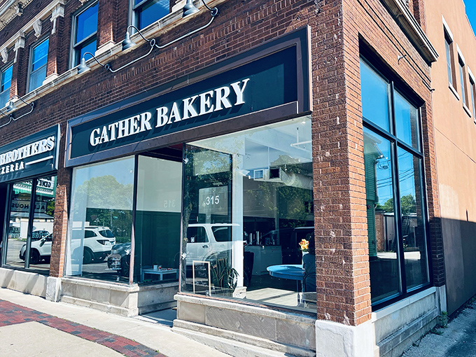 Gather Bakery's storefront promises what every neighborhood deserves: artisanal carbs worth setting an alarm for. Their sourdough has a following for good reason.