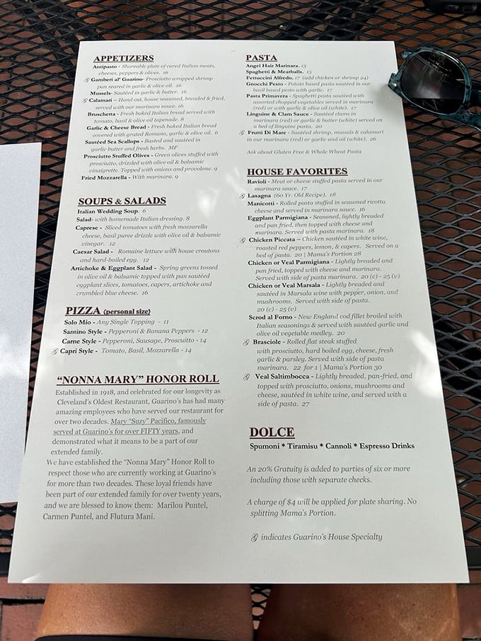 The menu reads like an Italian grandmother's diary – a collection of recipes perfected over generations and served with pride.