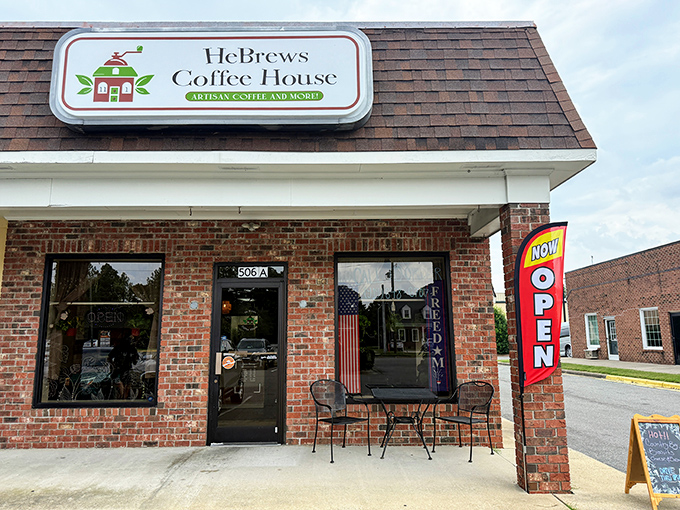 HeBrews Coffee House serves up divine cups of artisan coffee with a side of clever wordplay. The cozy brick exterior and outdoor seating make it a heavenly spot for morning contemplation.