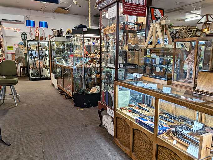 Glass display cases line the shop like museum exhibits, except here, the treasures aren't just for viewing &ndash; they're waiting for their next chapter in your home.