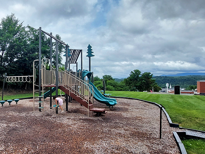 Childhood joy with a mountain view&mdash;where grandkids can burn energy while you catch your breath on a nearby bench.