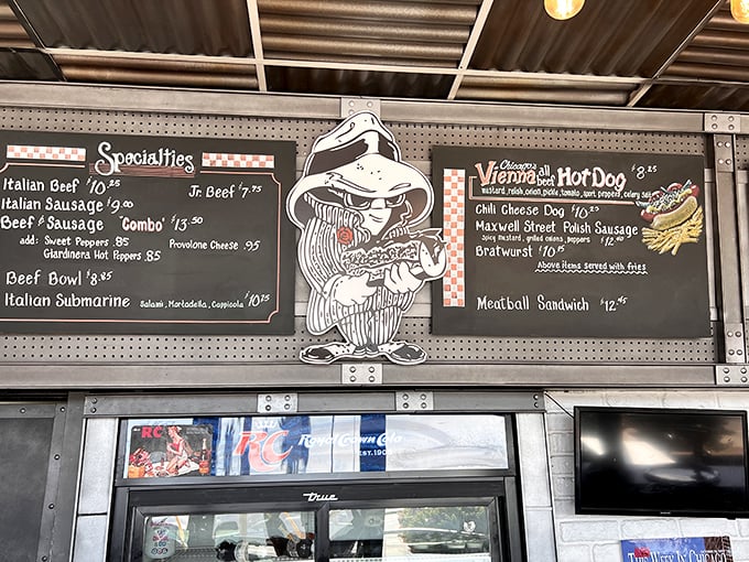 That menu board might as well be a love letter to Chicago. The cartoon gangster isn't just cute – he's guarding recipes worth crossing state lines for.