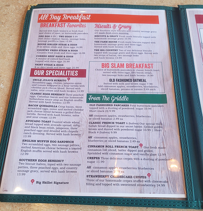 A menu that reads like a love letter to breakfast, with enough options to require multiple visits.