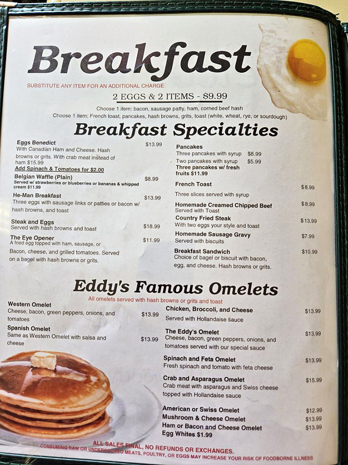 A menu that doesn't need spell-check or a translator&mdash;just honest breakfast offerings that won't require a second mortgage.