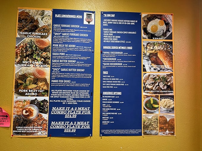 This menu board isn't just information&mdash;it's a roadmap to happiness. Each photo is basically a dare saying, "You know you want this."